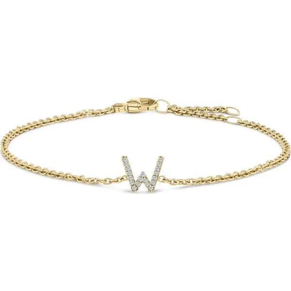 HAUS OF BRILLIANCE 10k Gold Diamond Accent Initial Charm Link Bracelet - Yellow | W